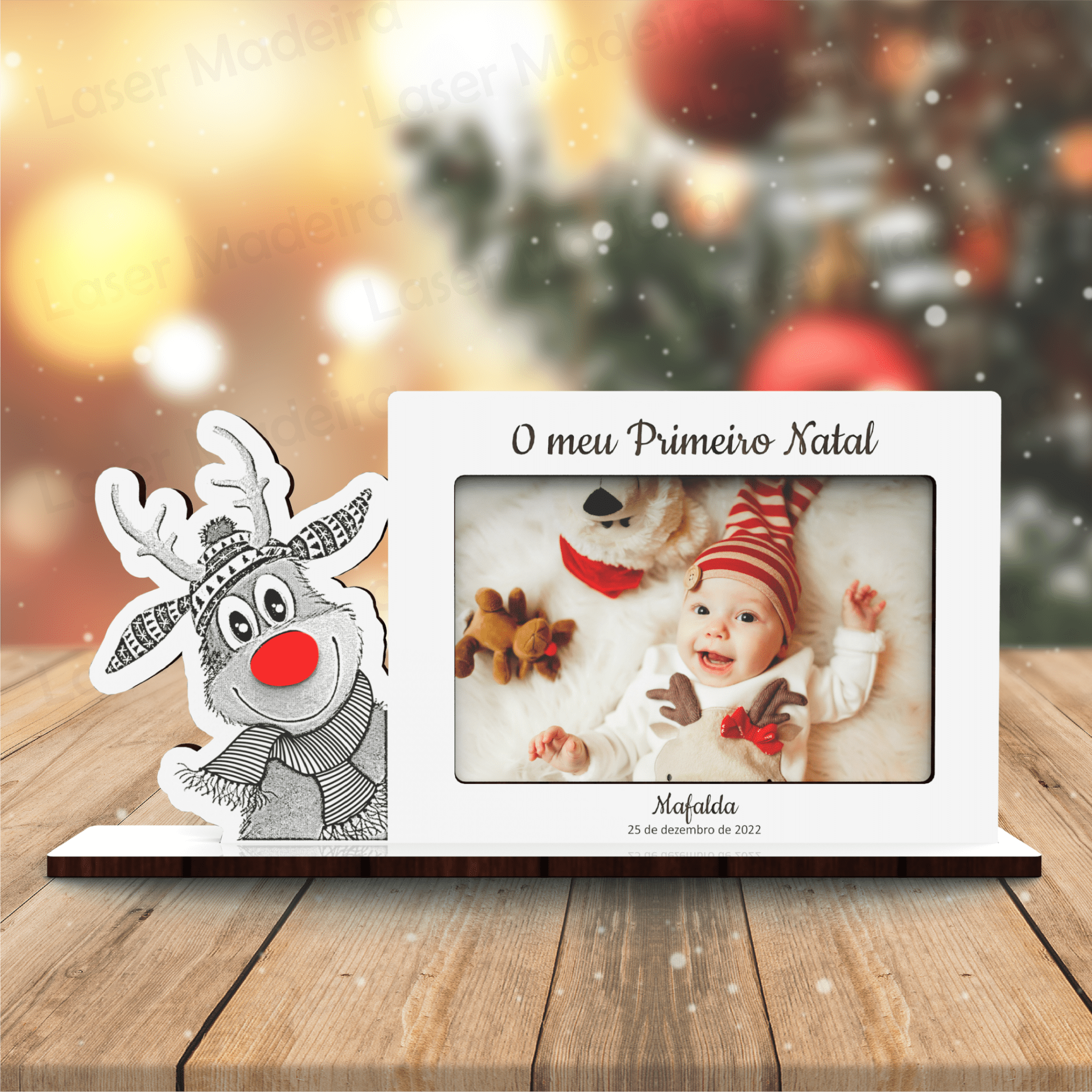 Moldura de Natal Rodolfo - Modelo 1 | Laser Madeira