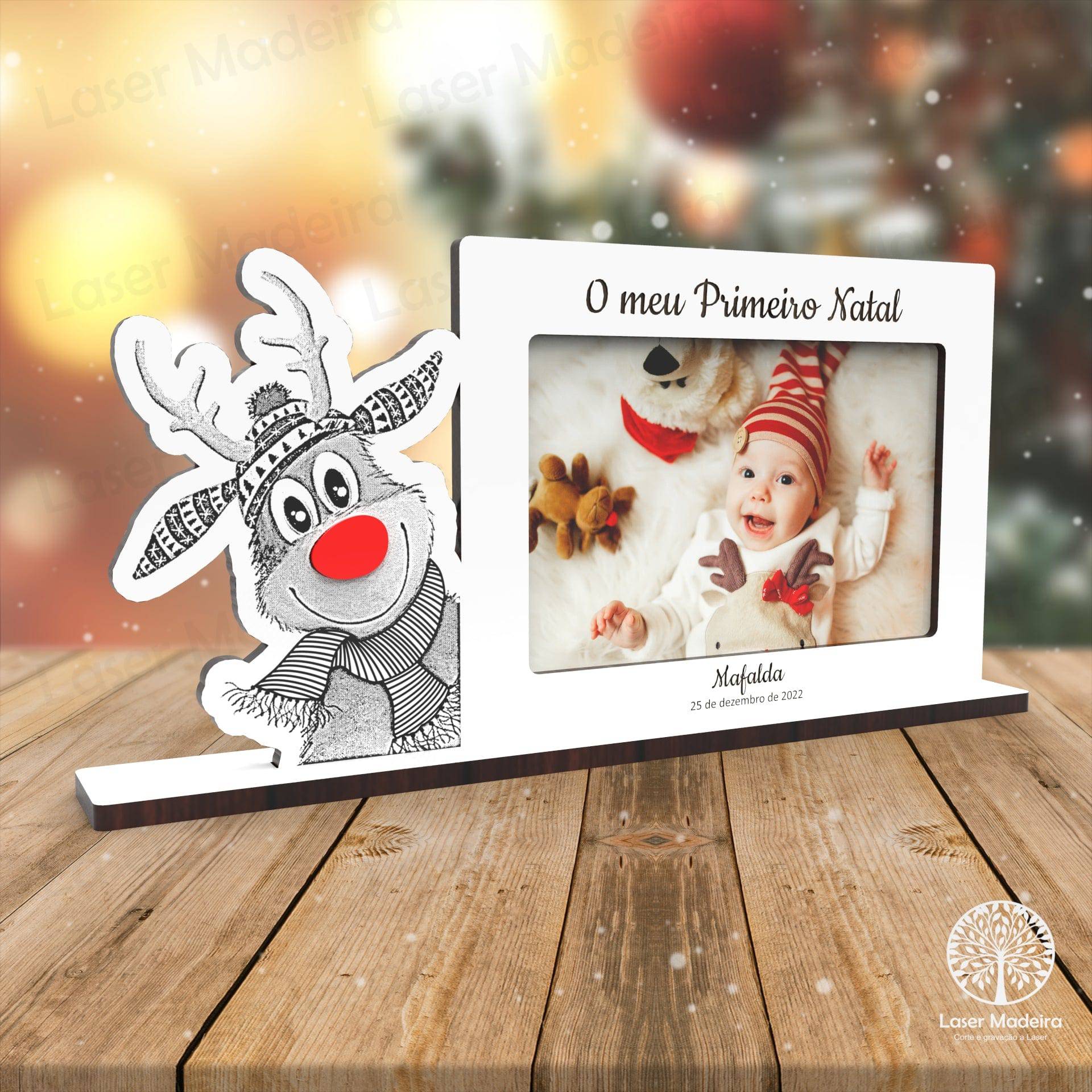 Moldura de Natal Rodolfo - Modelo 1 | Laser Madeira